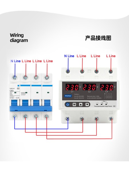 Three Phase Adjustable Over and Under Voltage Protector