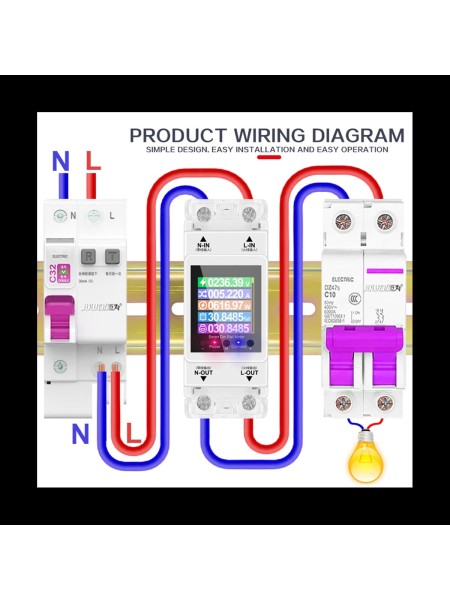 Energy Meter Smart Switch Digital Volt Amp Kwh Frequency Factor Meter