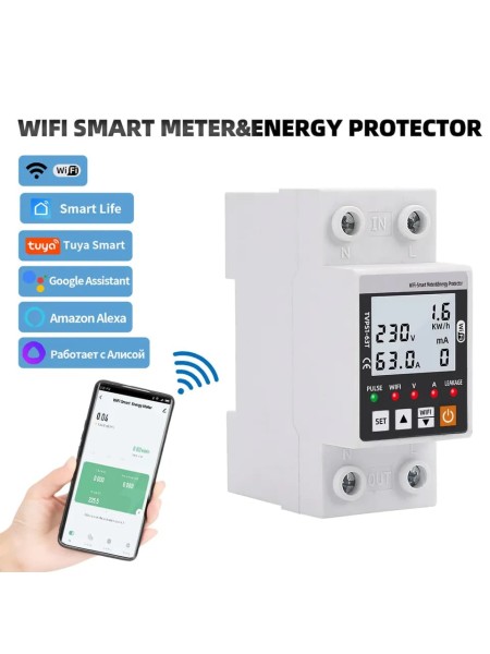 Trip switch WIFI Smart Switch smart life Energy Meter Kwh Meter with ...