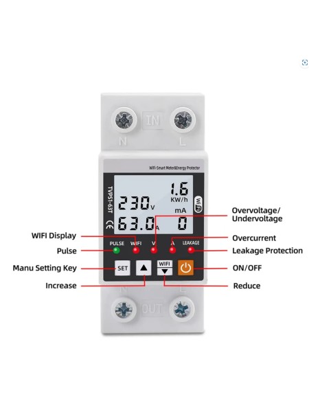 Trip switch WIFI Smart Switch smart life Energy Meter Kwh Meter with ...