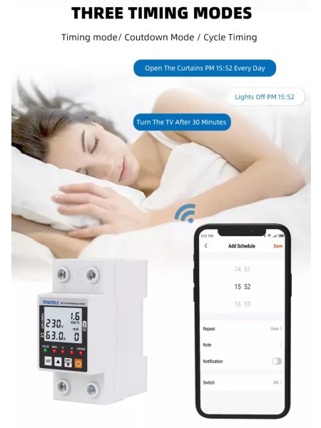 Trip switch WIFI Smart Switch smart life Energy Meter Kwh Meter with ...